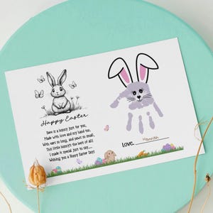 Bunny Happy Easter Poem Handprint Craft for Kids Printable, DIY Spring ...