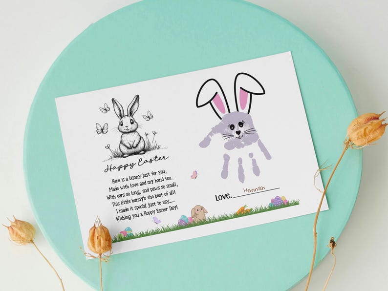 Bunny Happy Easter Poem Handprint Craft for Kids Printable, DIY Spring ...