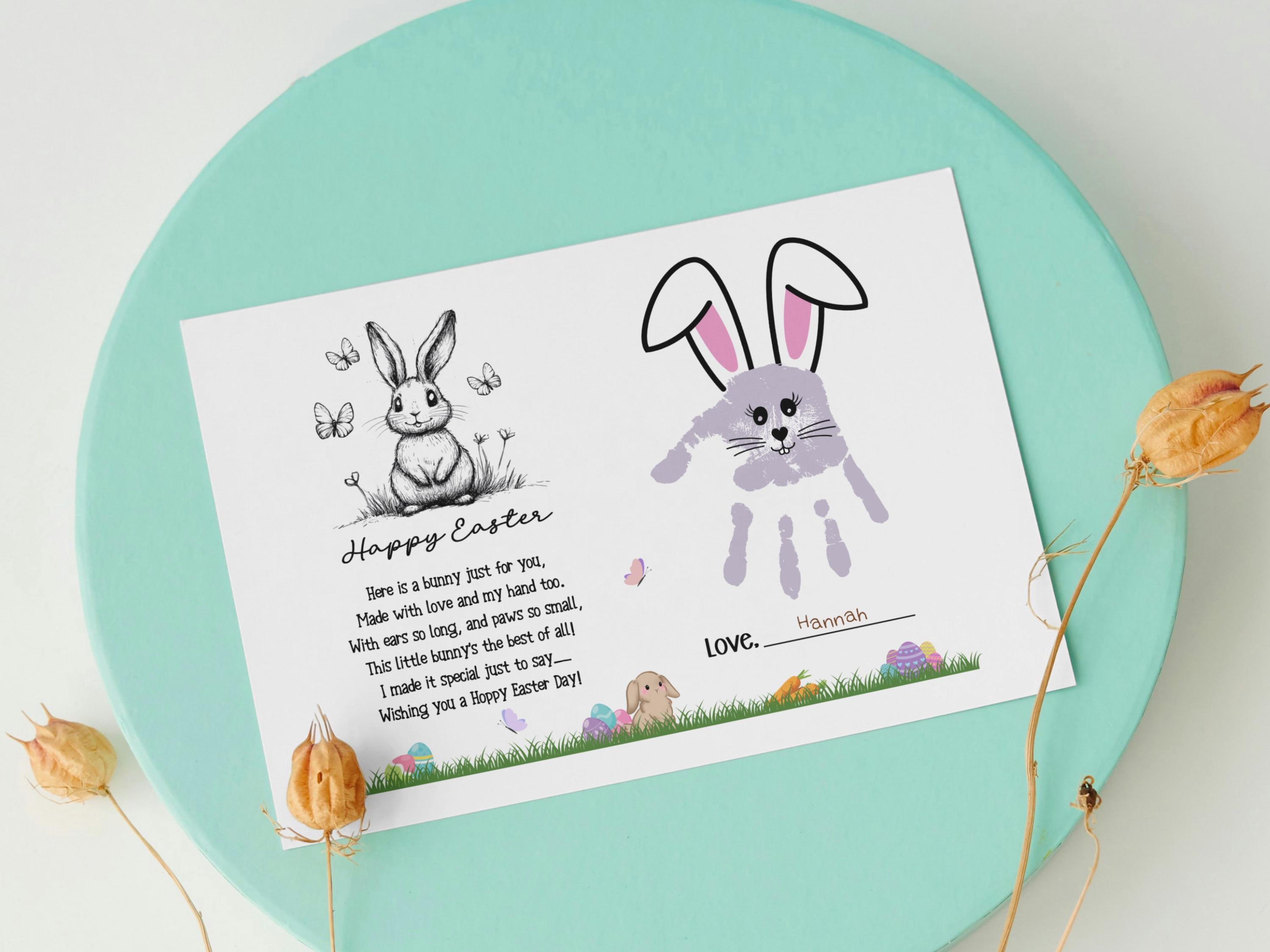 Bunny Happy Easter Poem Handprint Craft for Kids Printable, DIY Spring ...