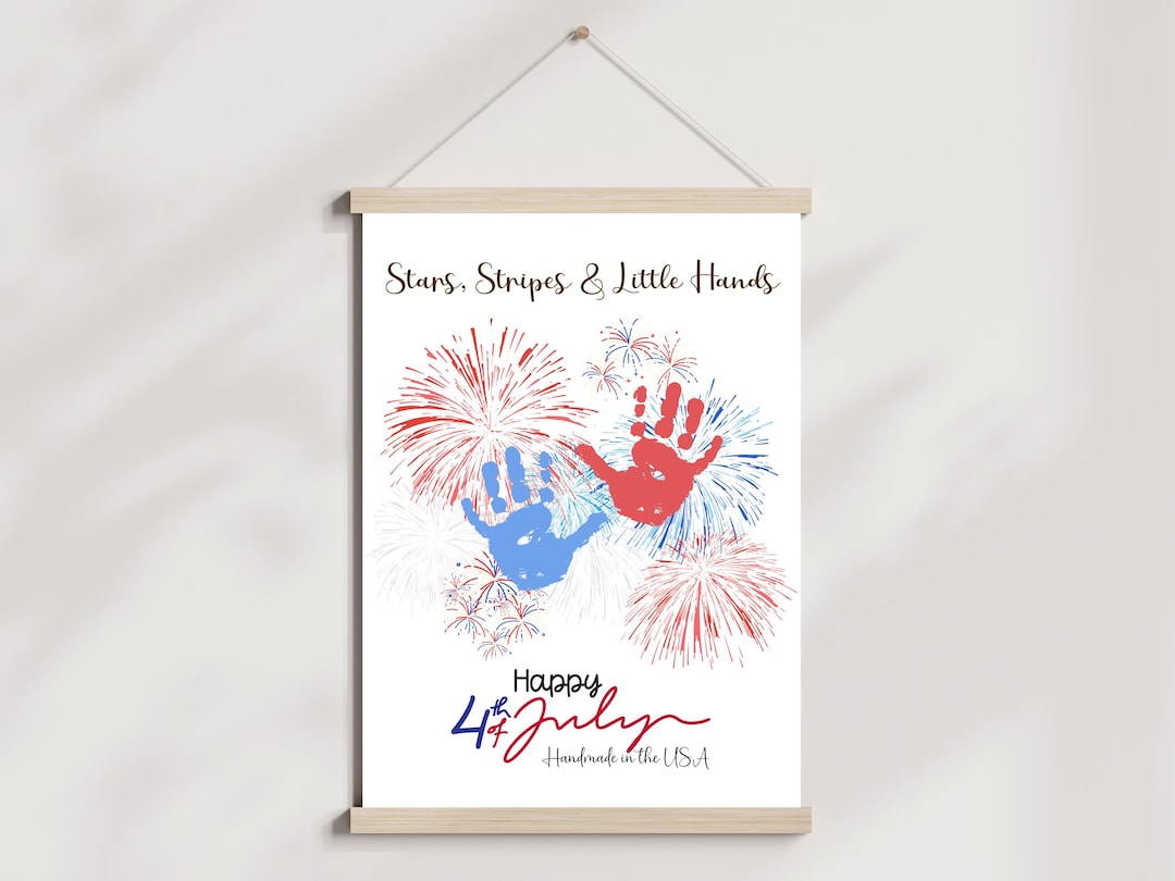 4th of July Handprint Craft Printable, DIY Footprint Art Activity Kids ...
