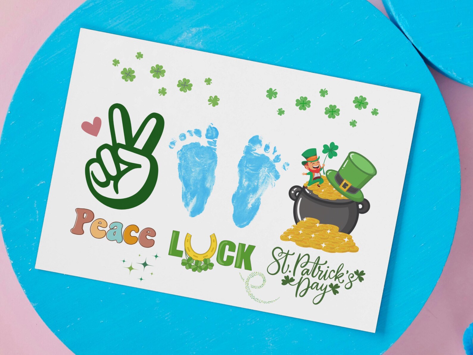 St Patricks Day Lucky Footprint Craft Printable, March Luck Handprint ...