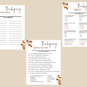 Thanksgiving Games Bundle Printable Fall Holiday Games - Etsy