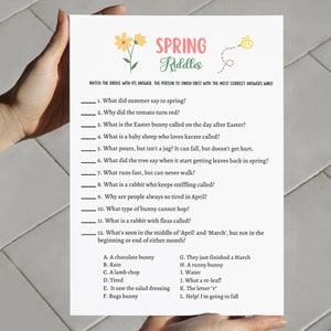 Spring Riddles Game Printable, Spring Activity Adults and Kids ...