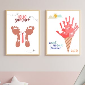Summer Handprint Craft Printable, Footprint Art for Kids, Toddler ...