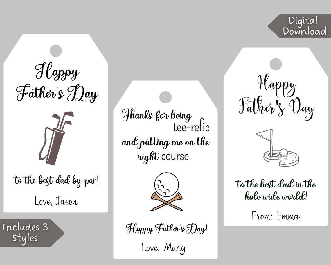 Happy Father's Day Golf Gift Tags Printable Golf Gift - Etsy