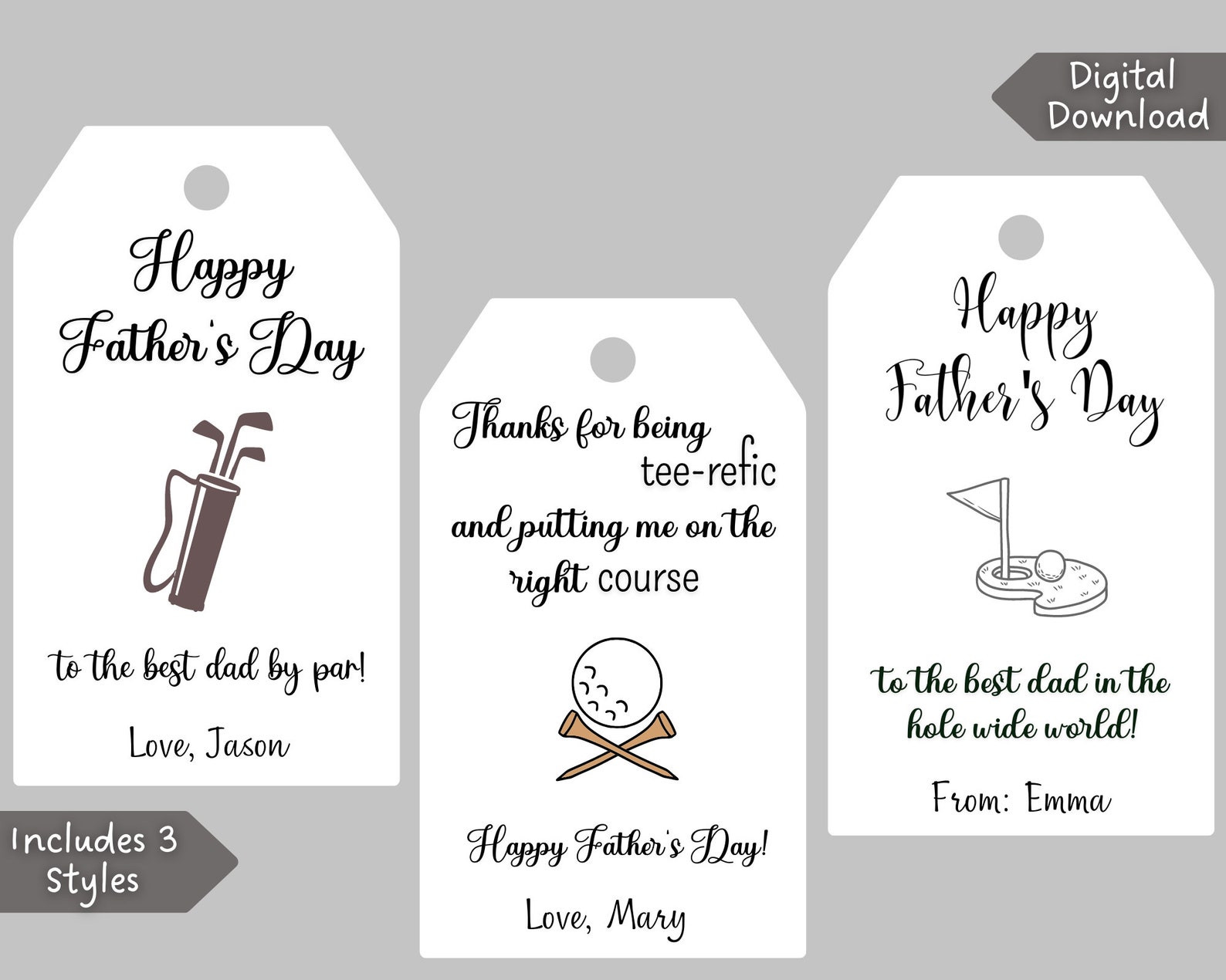 Happy Father's Day Golf Gift Tags Printable Golf Gift - Etsy