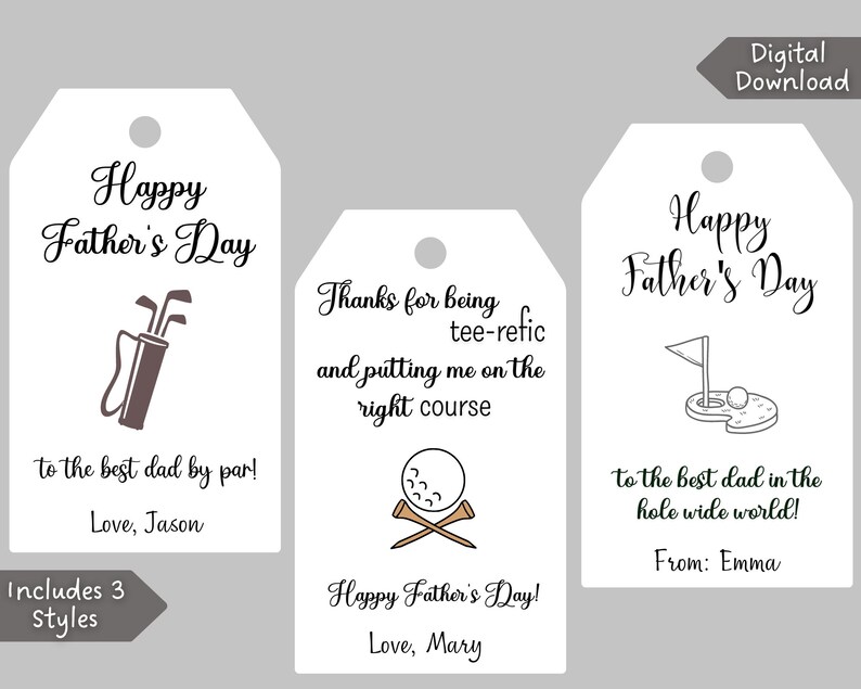 Happy Father's Day Golf Gift Tags Printable Golf Gift - Etsy
