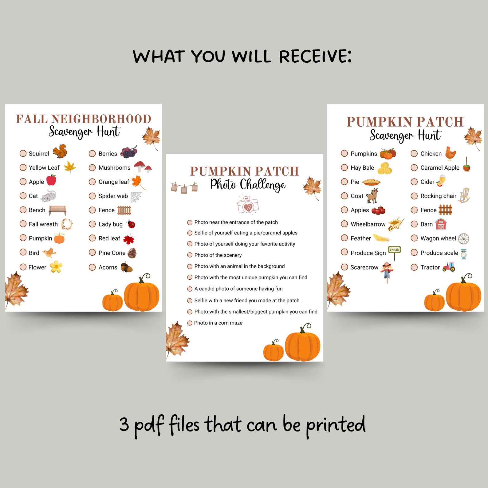 Pumpkin Patch Scavenger Hunt Printable, Fall Neighborhood Scavenger ...