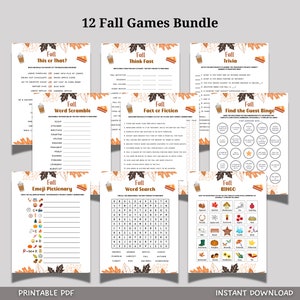 Fall Games Bundle Printable, Fun Autumn Games, Fall Time Family ...