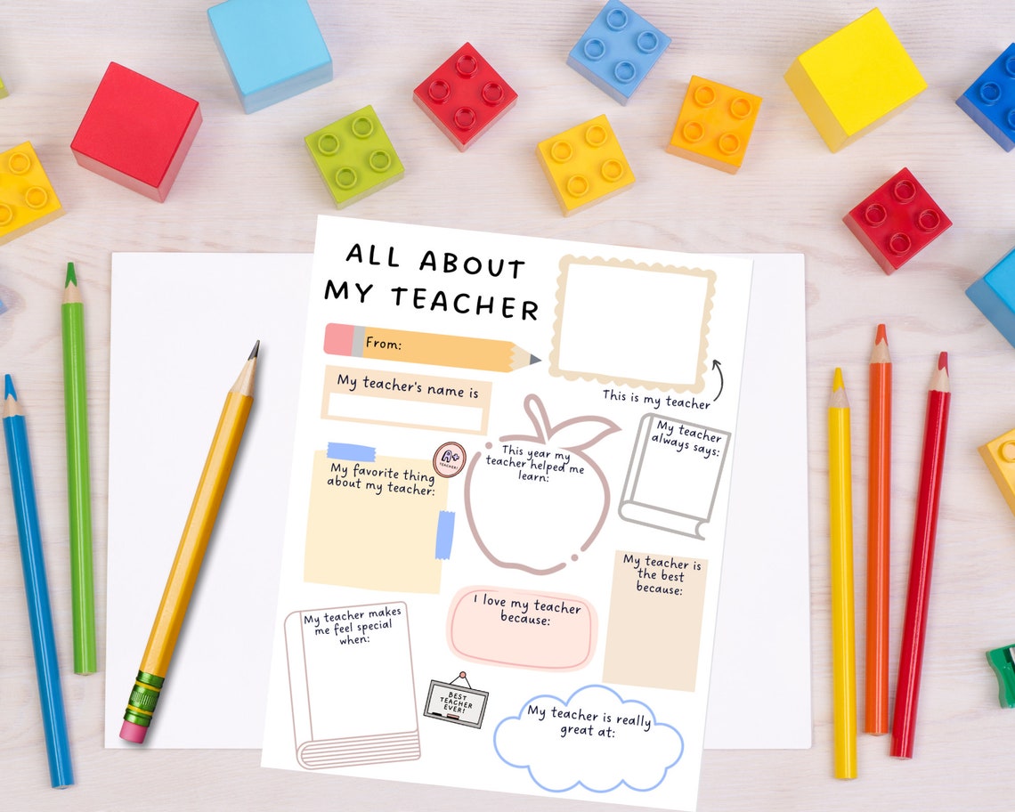 All About My Teacher Printable Teacher Appreciation Week - Etsy