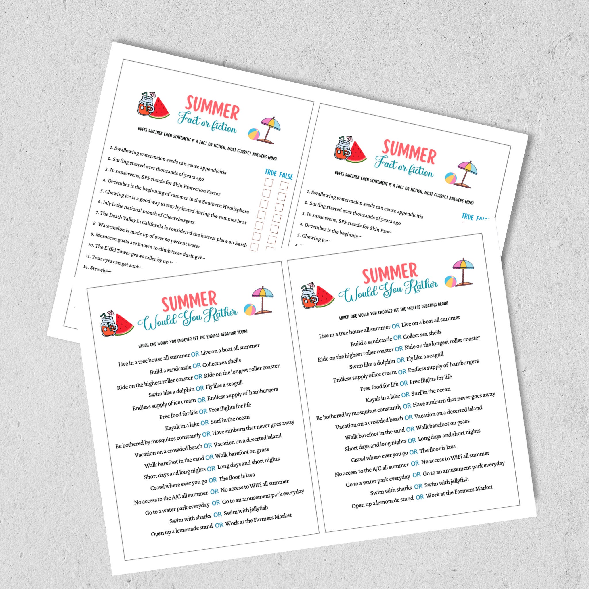 Summer Games Bundle Printable, Summer Camp Activity, Summertime Beach ...