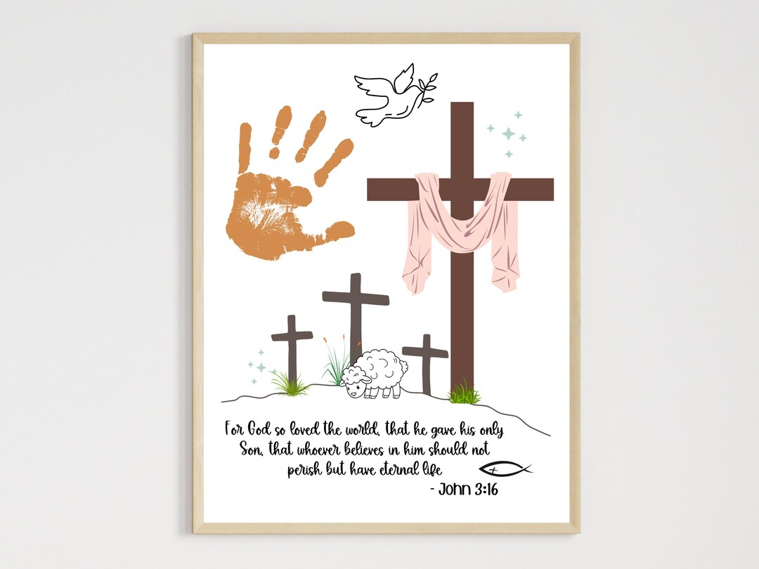 Christian Easter Handprint Craft Printable, Religious Jesus Cross DIY ...
