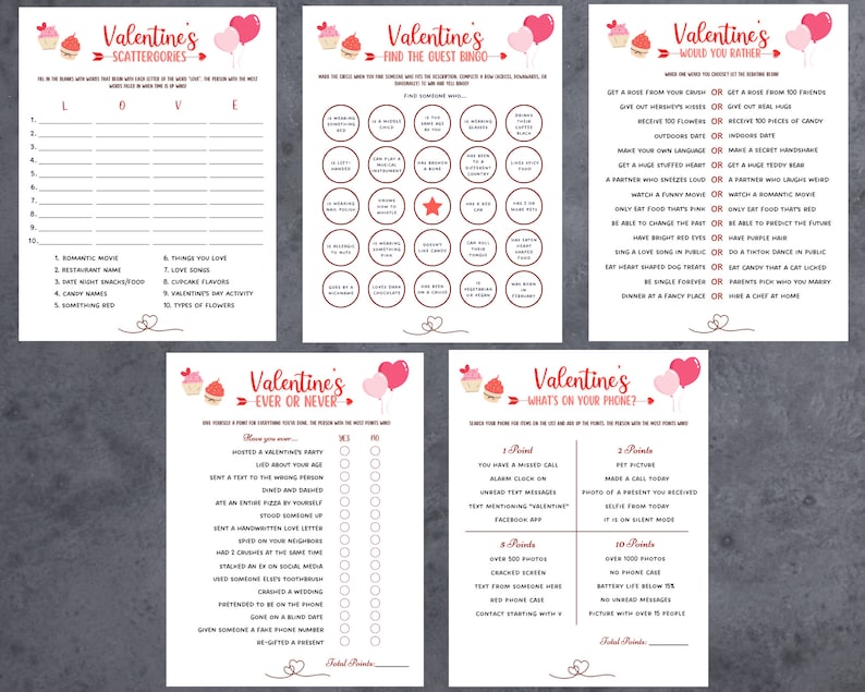 Valentine's Day Games Bundle Printable for Adults - Etsy
