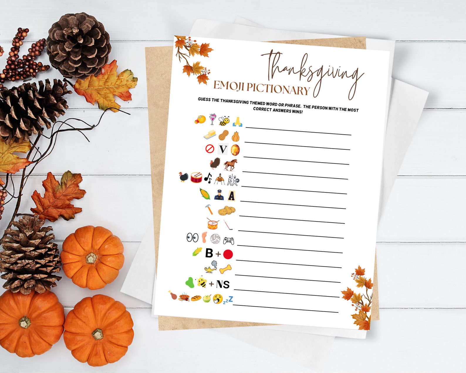Thanksgiving Emoji Pictionary Game Printable Friendsgiving - Etsy