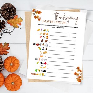 Thanksgiving Emoji Pictionary Game Printable Friendsgiving - Etsy