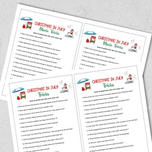 Christmas in July Trivia Game Printable Summer Christmas - Etsy