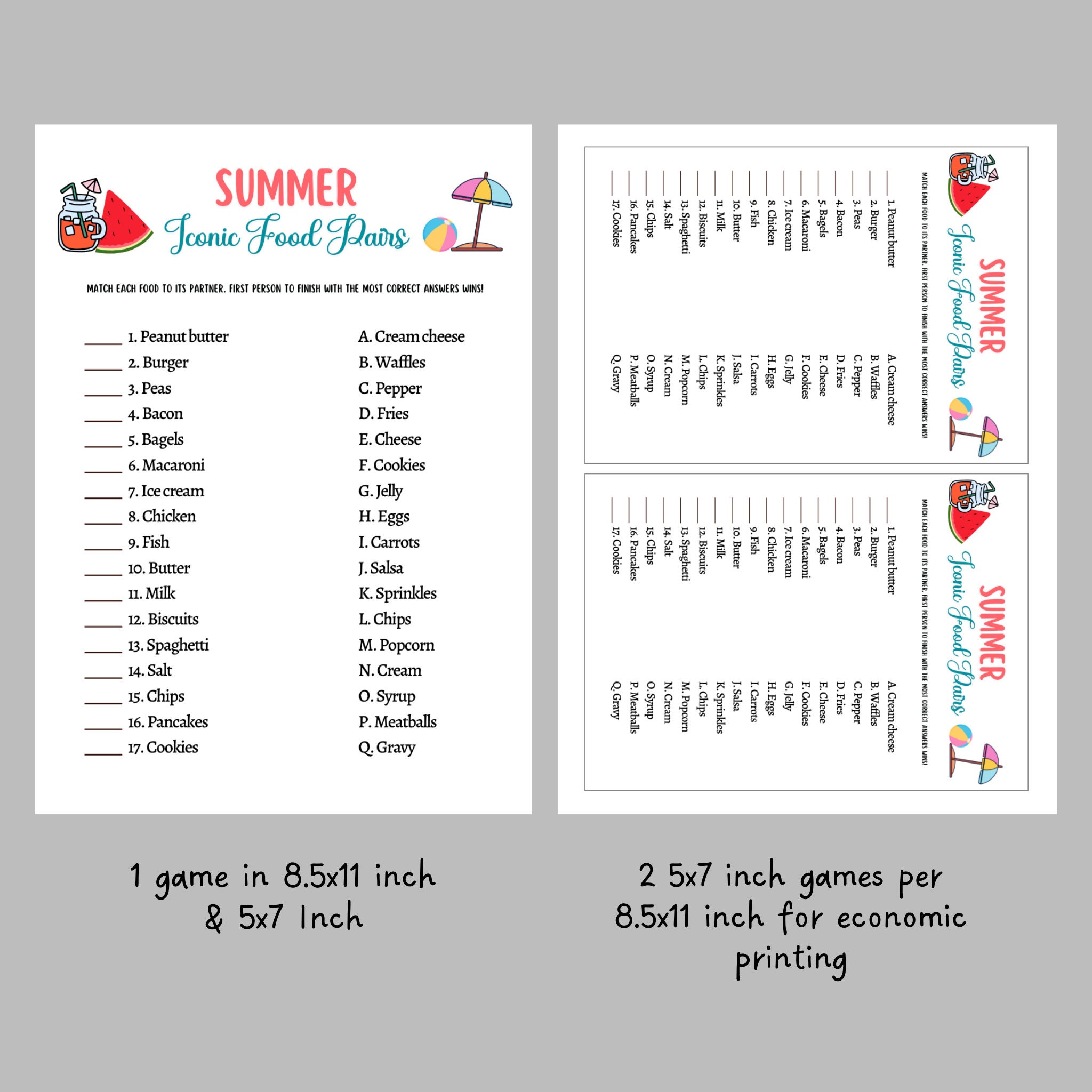 Summer Games Bundle Printable, Summer Camp Activity, Summertime Beach ...