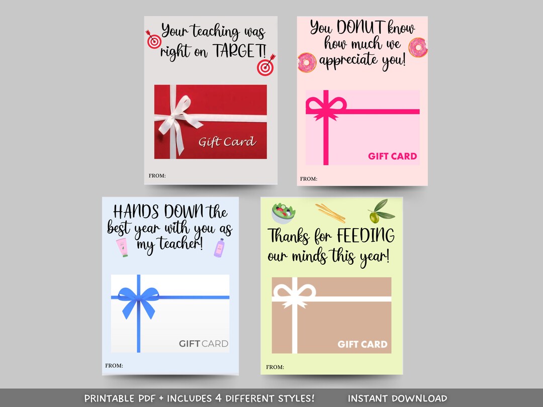 Printable Teacher Thank You Card, Teacher Appreciation Gift Tags Year ...