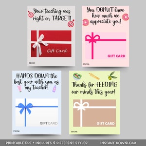 Printable Teacher Thank You Card, Teacher Appreciation Gift Tags Year ...