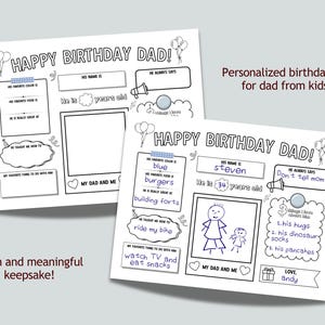 Happy Birthday Dad Coloring Page Printable, DIY Personalized Gift From ...