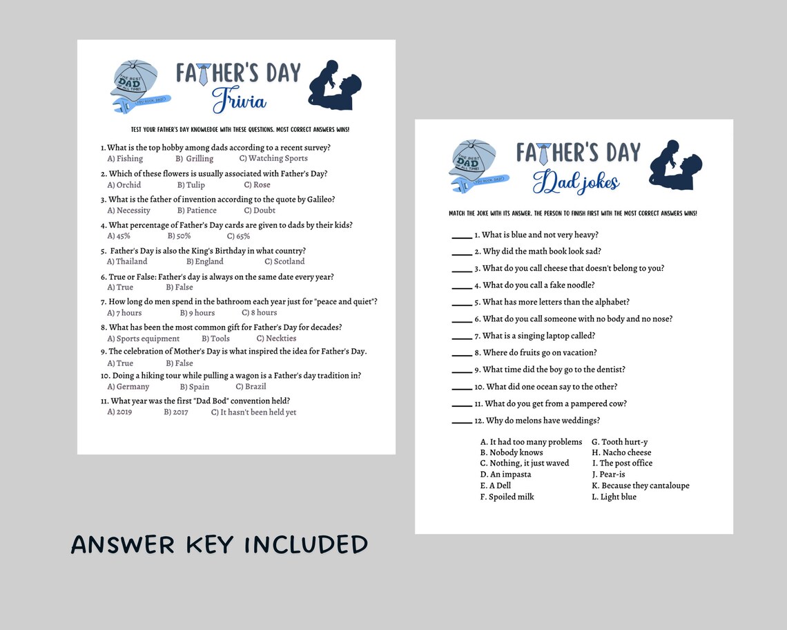 Father's Day Game Bundle Printable Fathers Day Ideas Fun - Etsy