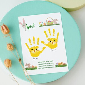 April Handprint Footprint Crafts Printable, DIY Art Kids Preschool ...