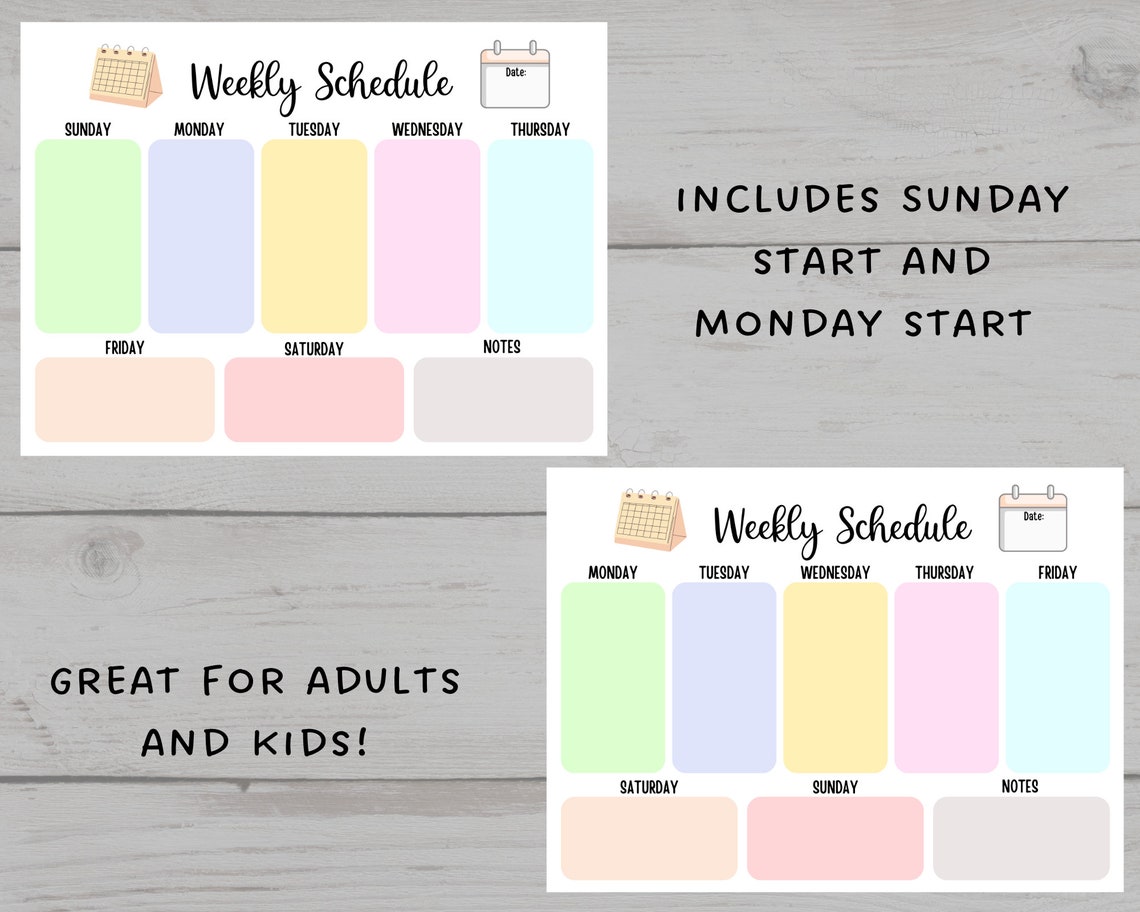 Kids Weekly Planner Printable Editable Weekly Schedule Kids - Etsy