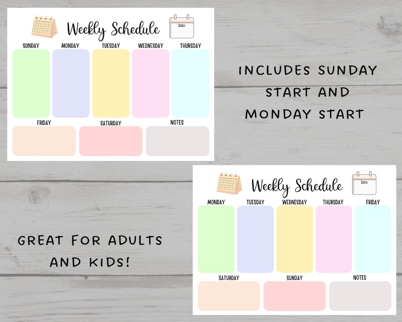 Kids Weekly Planner Printable Editable Weekly Schedule Kids - Etsy