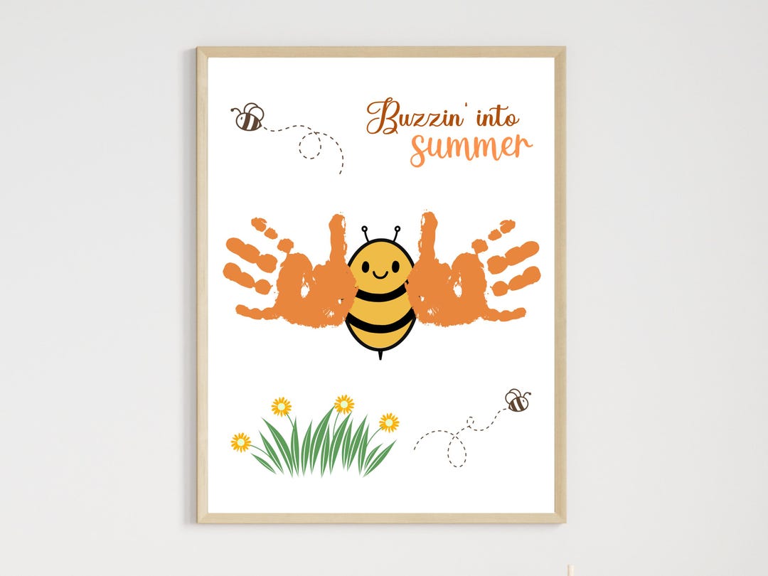 Summer Handprint Craft Printable, DIY Bee Art Project for Kids Toddler ...