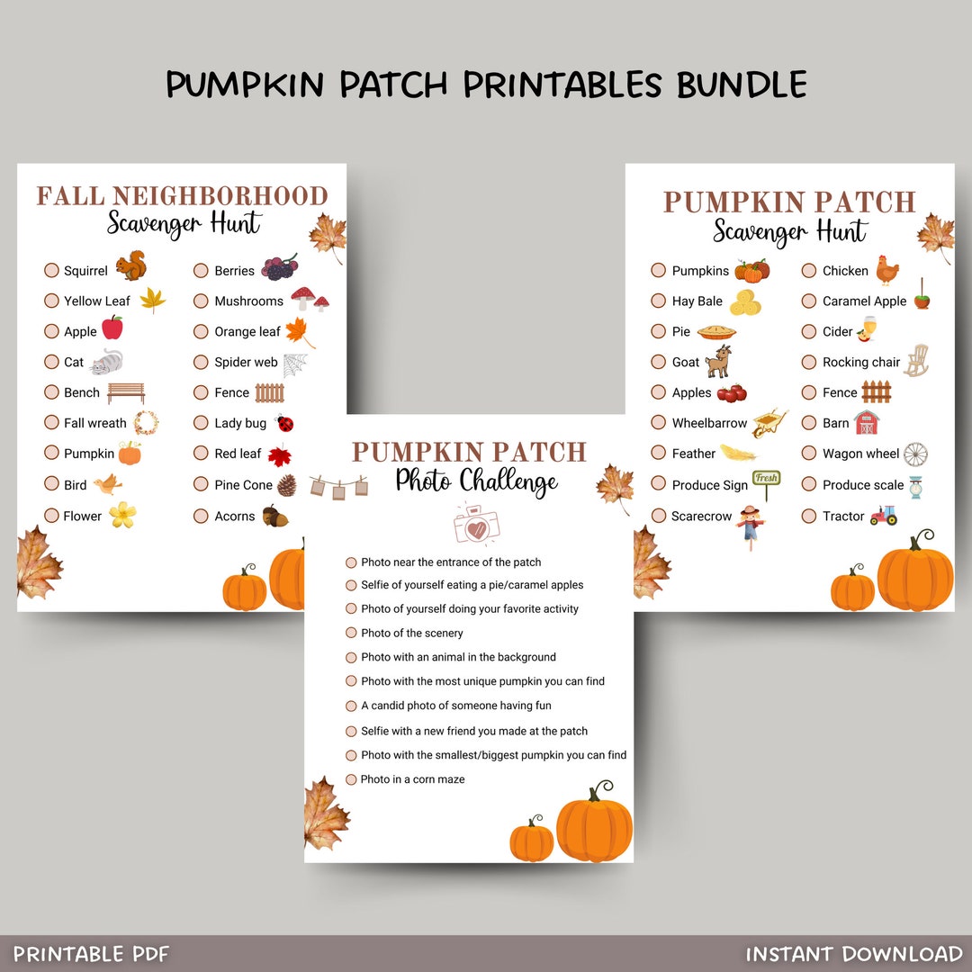 Pumpkin Patch Scavenger Hunt Printable, Fall Neighborhood Scavenger ...