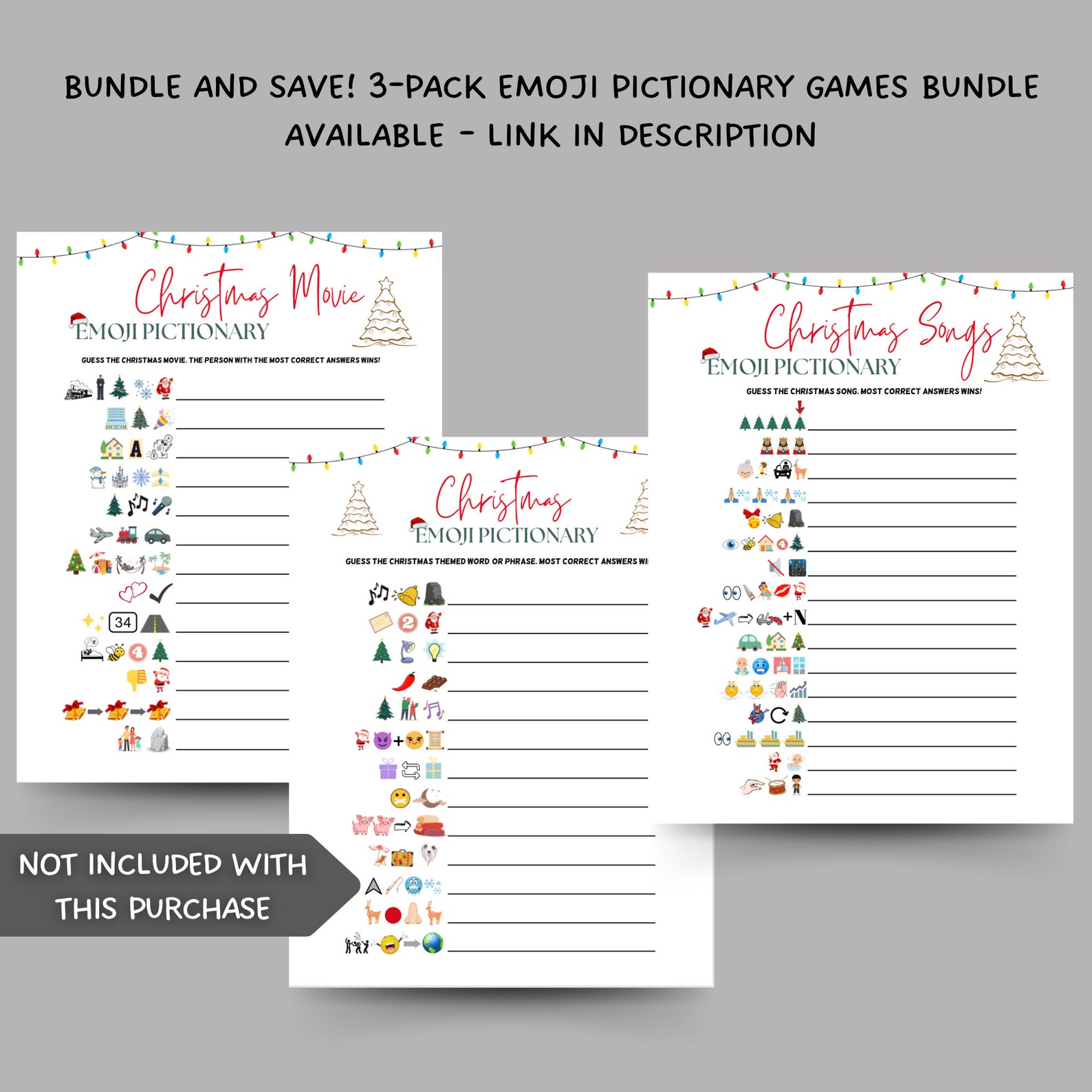 Christmas Emoji Pictionary Printable, Christmas Phrases Emoji Game ...