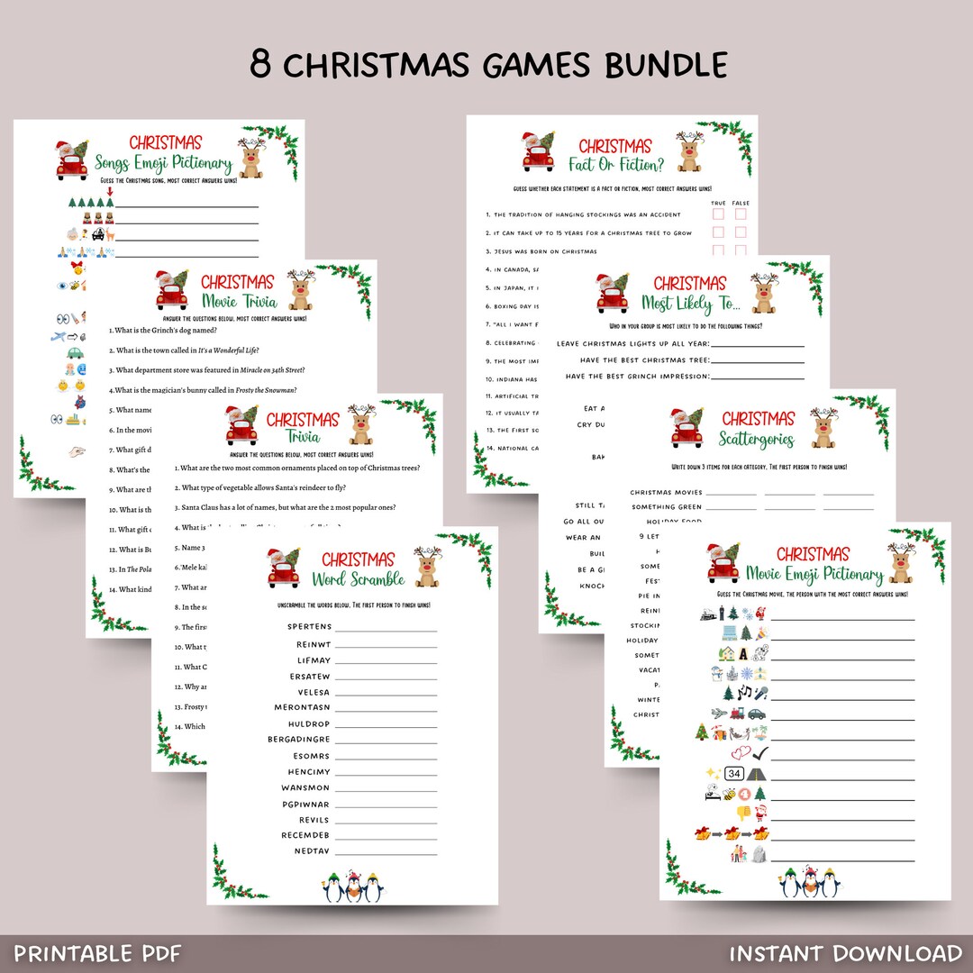 Christmas Party Games Bundle Printable, Fun Holiday Game, Christmas ...