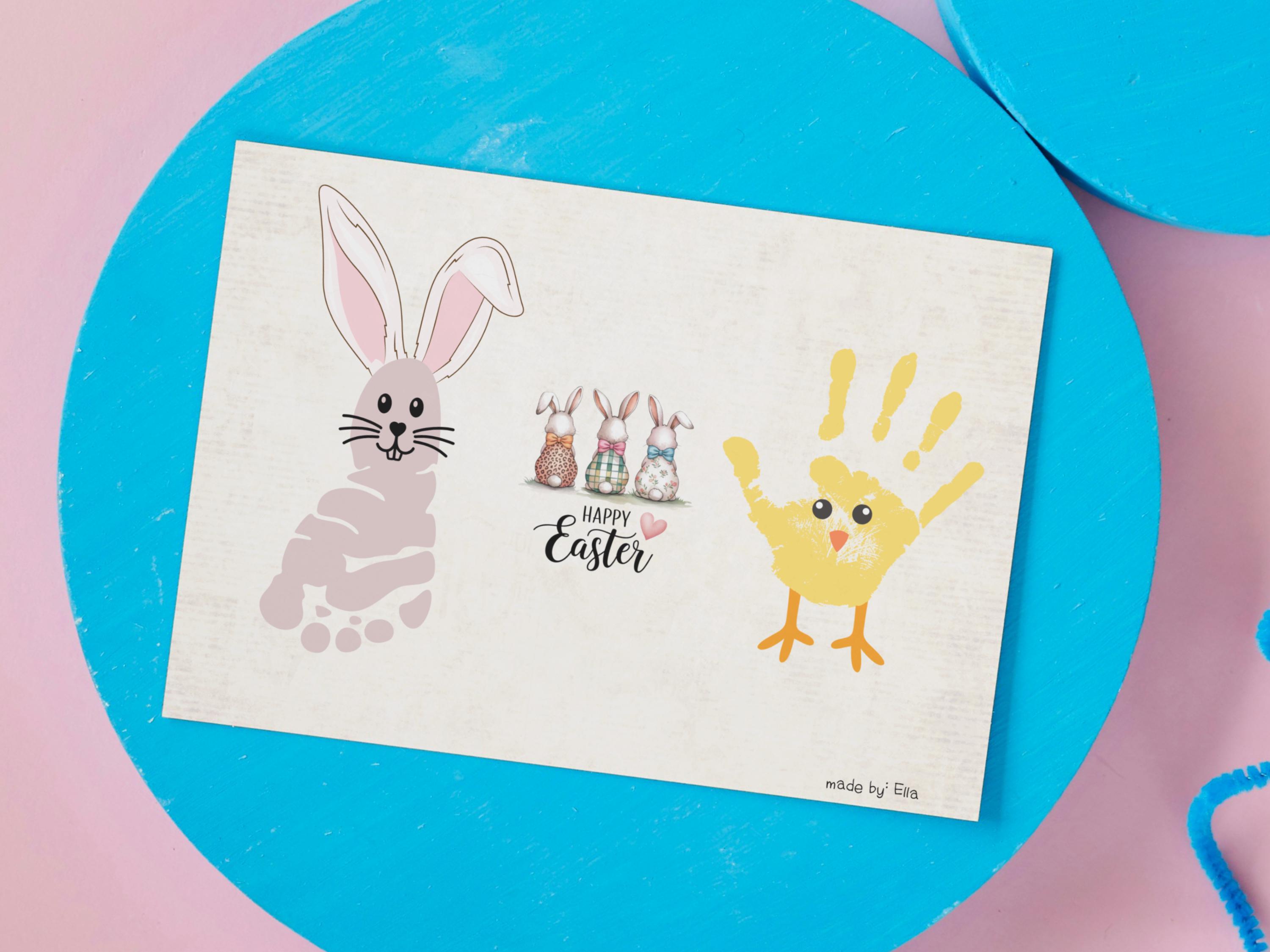Bunny Chick Easter Handprint Footprint Craft for Kids Printable, DIY ...