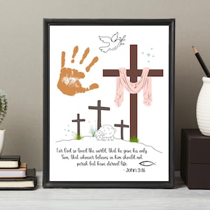 Christian Easter Handprint Craft Printable, Religious Jesus Cross DIY ...