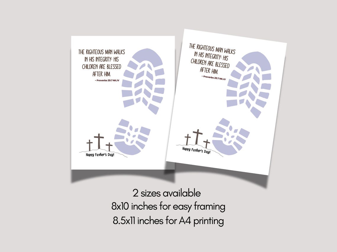 Father's Day Bible Craft Kids Printable, DIY Footprint Card Scripture ...