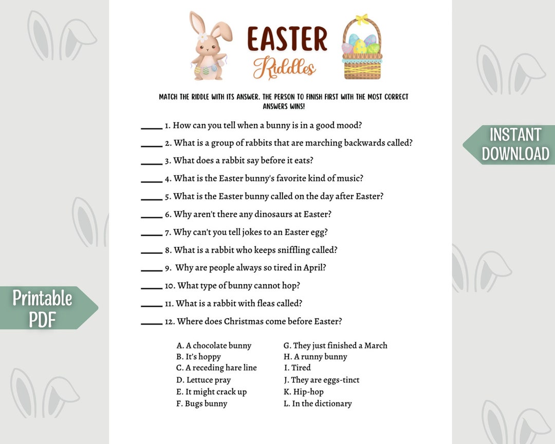 Easter Riddle Me This Game Printable Easter Party Game - Etsy