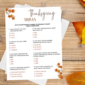 Thanksgiving Trivia Game Printable Fun Friendsgiving Game - Etsy