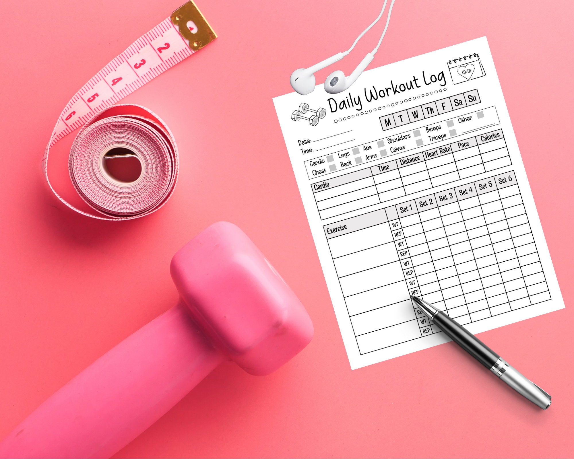 Daily Workout Log Printable Exercise Planner Fitness Planner - Etsy