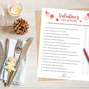 Valentine's Day Fact or Fiction Game Printable Valentines - Etsy