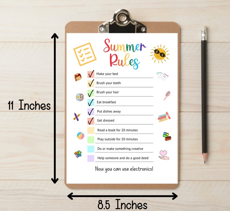 Editable Summer Rules Printable Daily Checklist Daily - Etsy