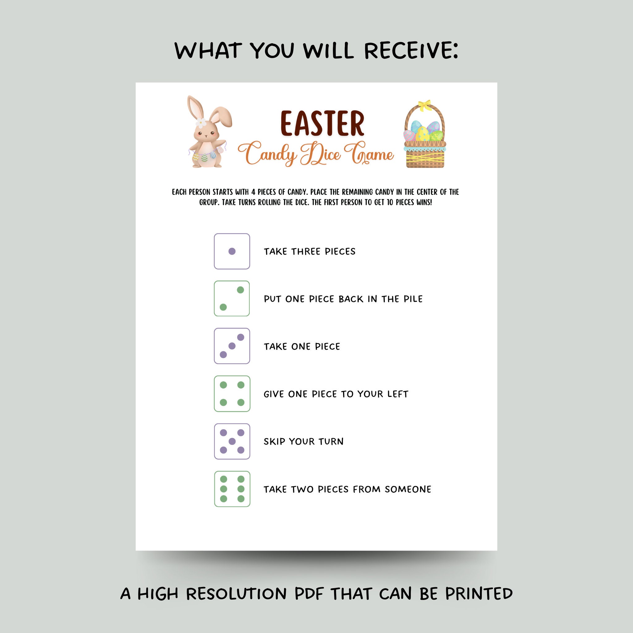 Easter Candy Dice Game Printable, Easter Egg Exchange Party Game ...