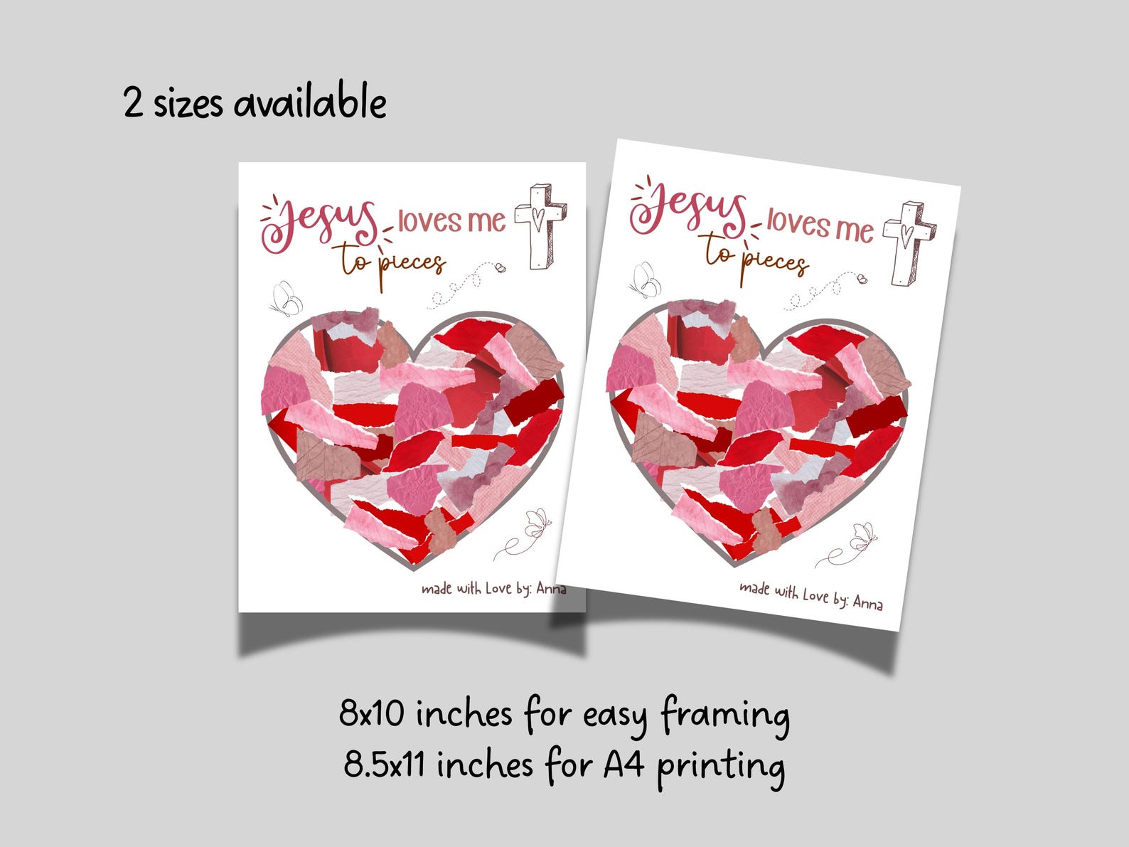 Jesus Loves Me to Pieces Christian Craft Printable, Valentine’s Day Art ...