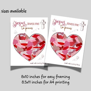 Jesus Loves Me to Pieces Christian Craft Printable, Valentine’s Day Art ...