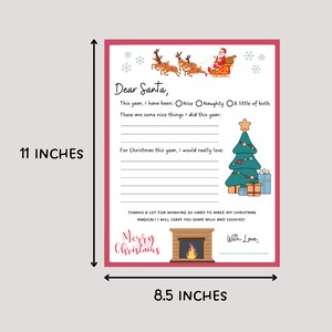 Letter to Santa Claus Printable, Dear Santa Letter, Kids Christmas Wish ...