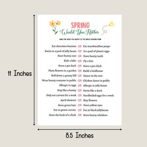Spring Would You Rather Game Printable, Spring Activity Adults & Kids ...