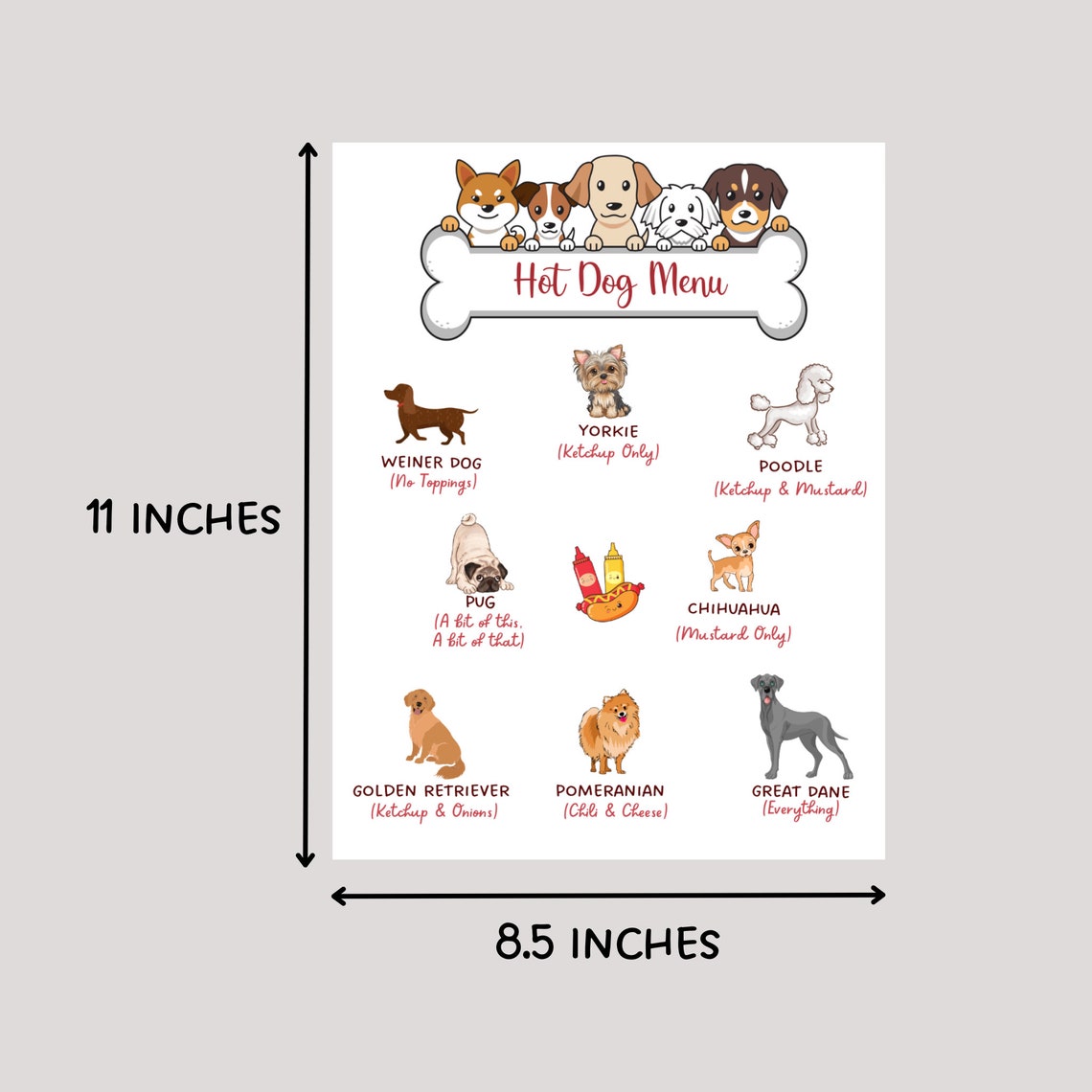 Hot Dog Bar Menu Sign Printable, Puppy Birthday Party, Puppy Adoption ...