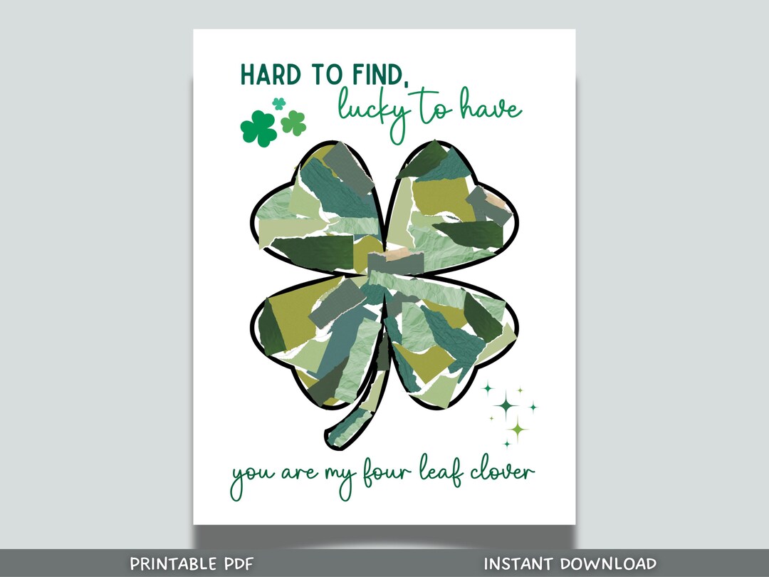 St Patricks Day Shamrock Craft Printable, DIY Clover Paper Art March ...