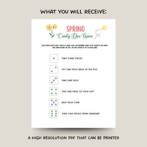Spring Candy Dice Game Printable, Spring Activity Adults & Kids ...