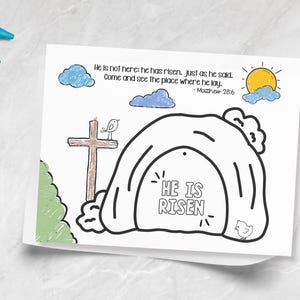 He is Risen Easter Coloring Craft Printable Christian Sunday School ...