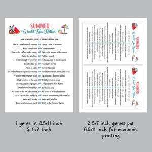 Summer Would You Rather Game Printable, Summer Camp Activity, Beach ...